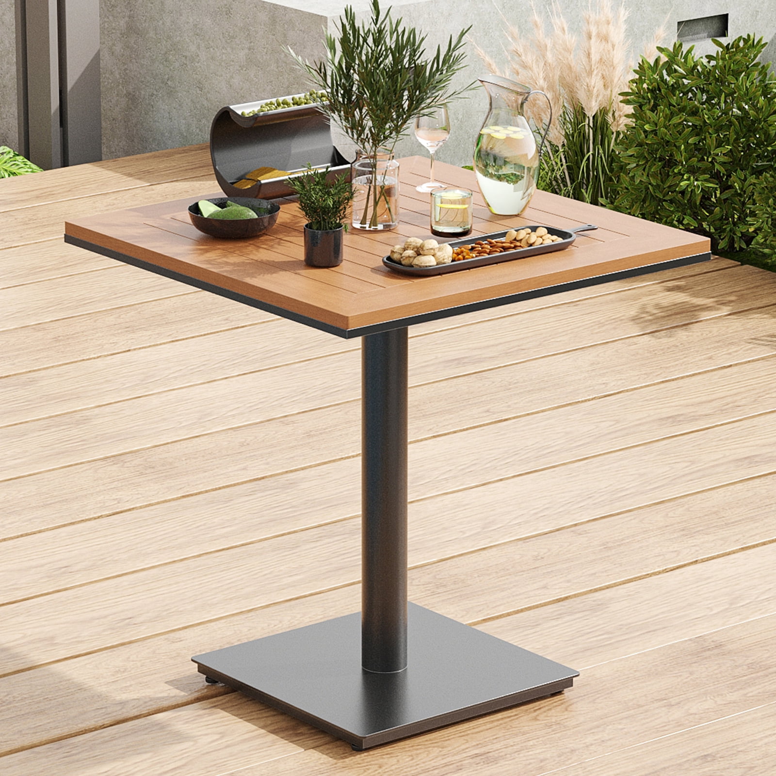 MAYEERTY Outdoor Patio Dining Table with Wooden Texture for Lawn, Deck ...