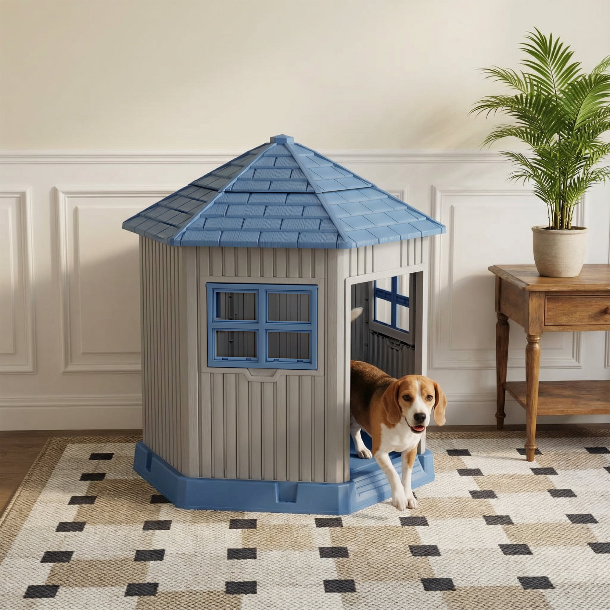 MAYEERTY Outdoor Weatherproof Dog House, Removable Roof Cottage-Style ...