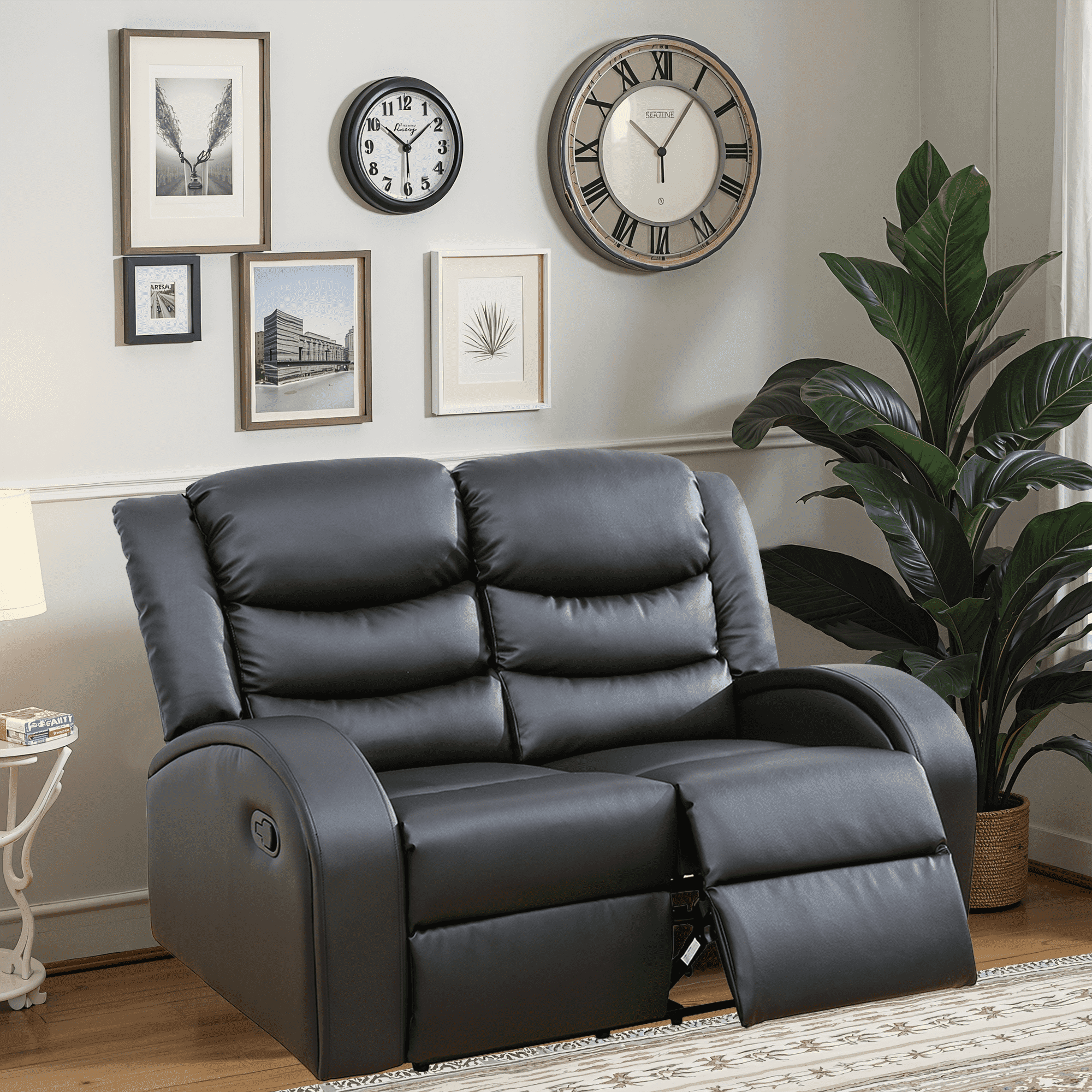 MAYEERTY Power Reclining Loveseat Sofa, Electric 2-Seat Faux Leather ...