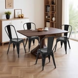 MAYEERTY Set of 4 Metal Dining Chairs Stackable Industrial Style 300LBS ...