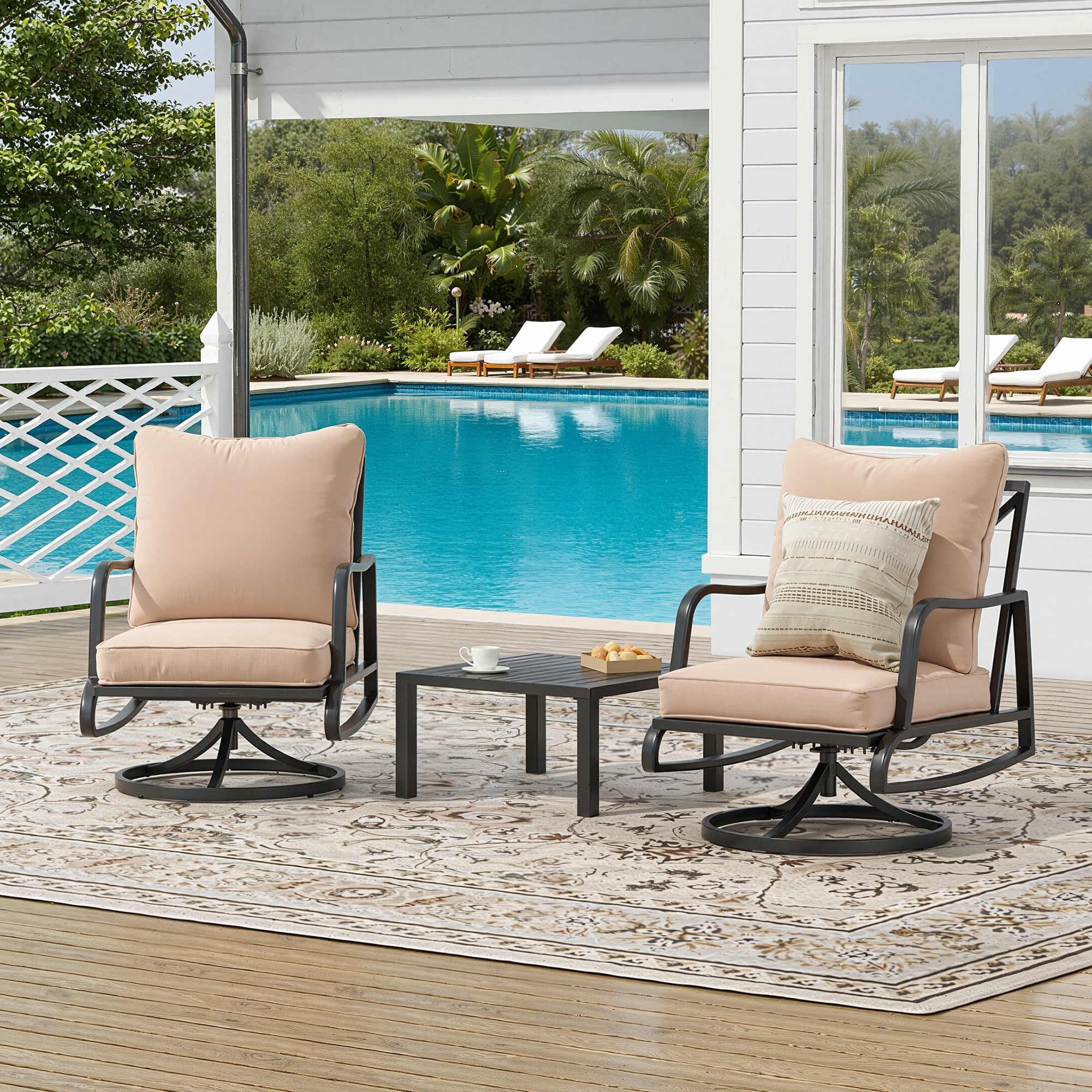 MAYEERTY Small Patio Furniture Set, 3Piece Outdoor Bistro Set with 2 ...