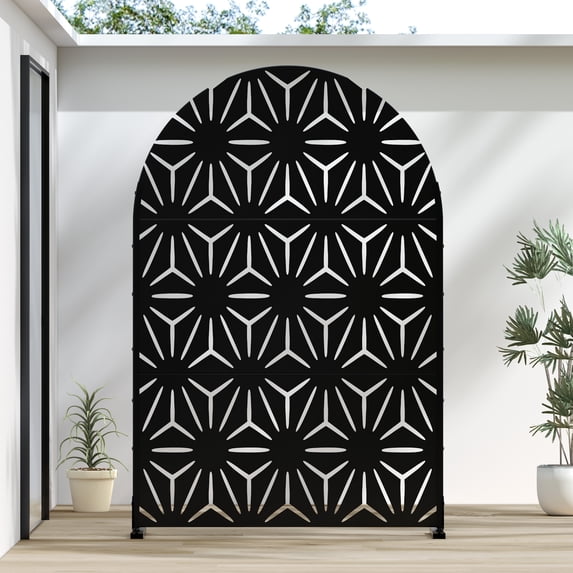 MAYEERTY 72*47" Outdoor Arched Metal Freestanding Privacy Panel Screen ...
