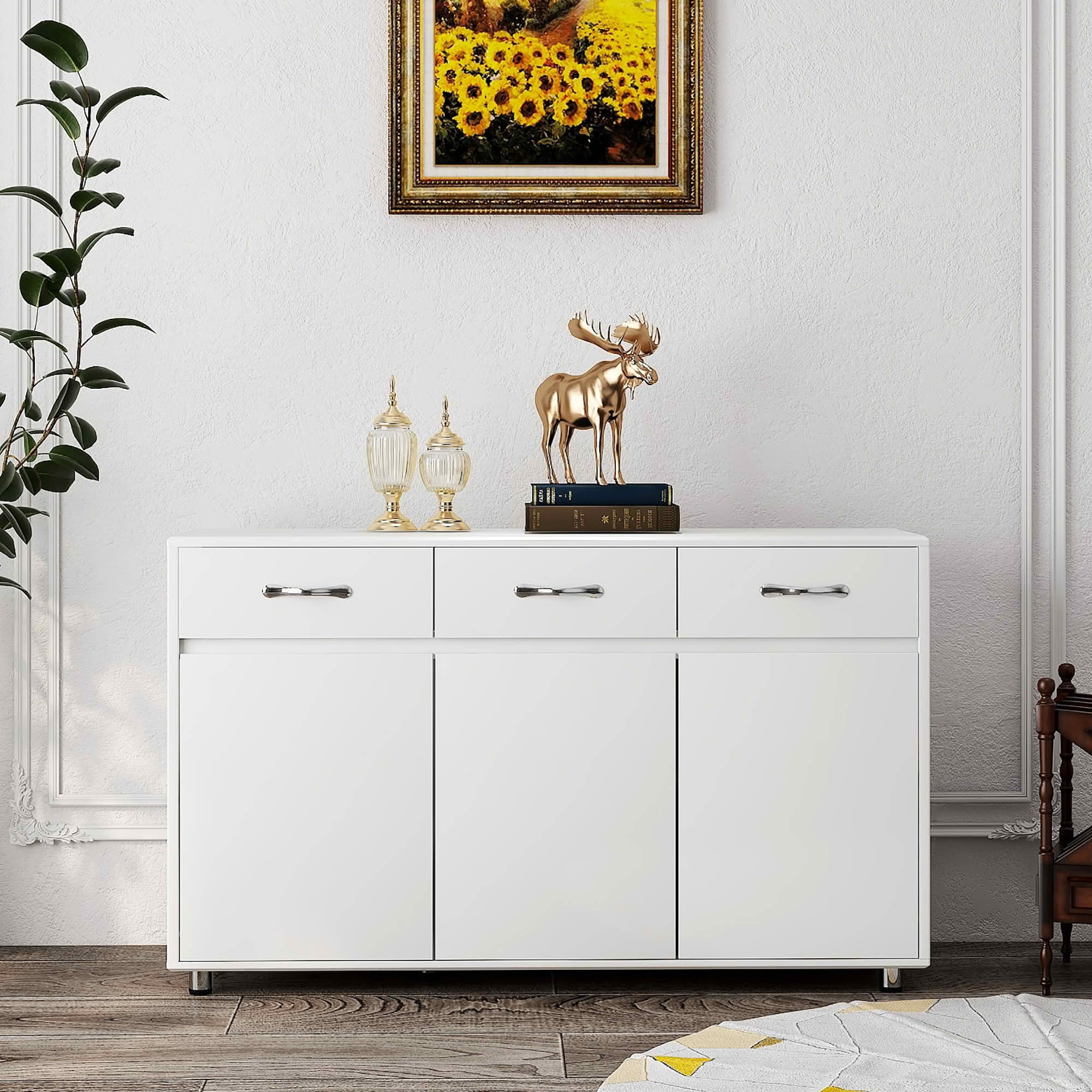 MAYEERTY Three Doors Side Table White - Walmart.com