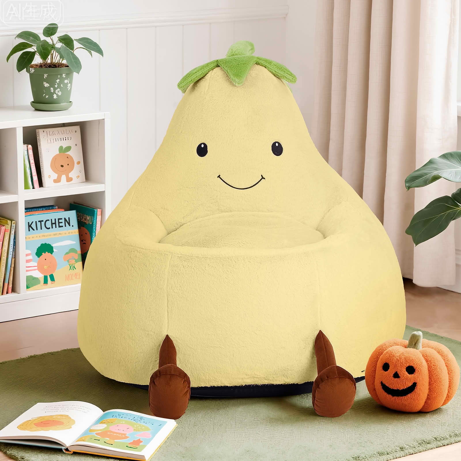 MAYEERTY Toddler Children's Bean Bag Chair Artificial Rabbit Fur Cover ...
