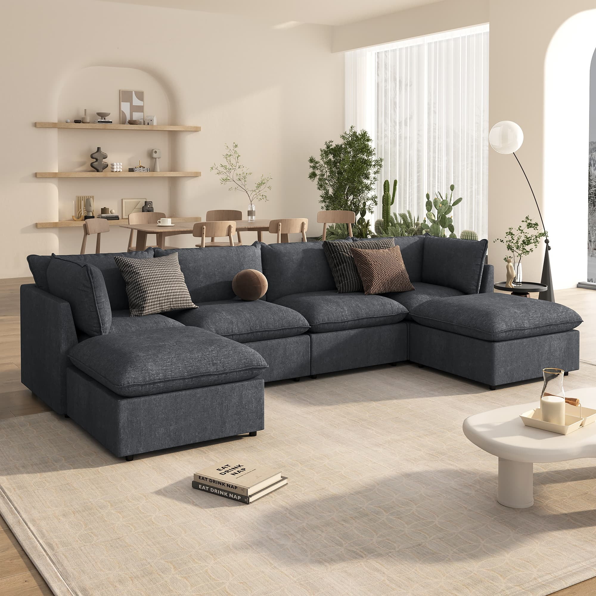 MAYEERTY U_Style Modern Large U-Shape Chaise with Removable Ottomans, L ...