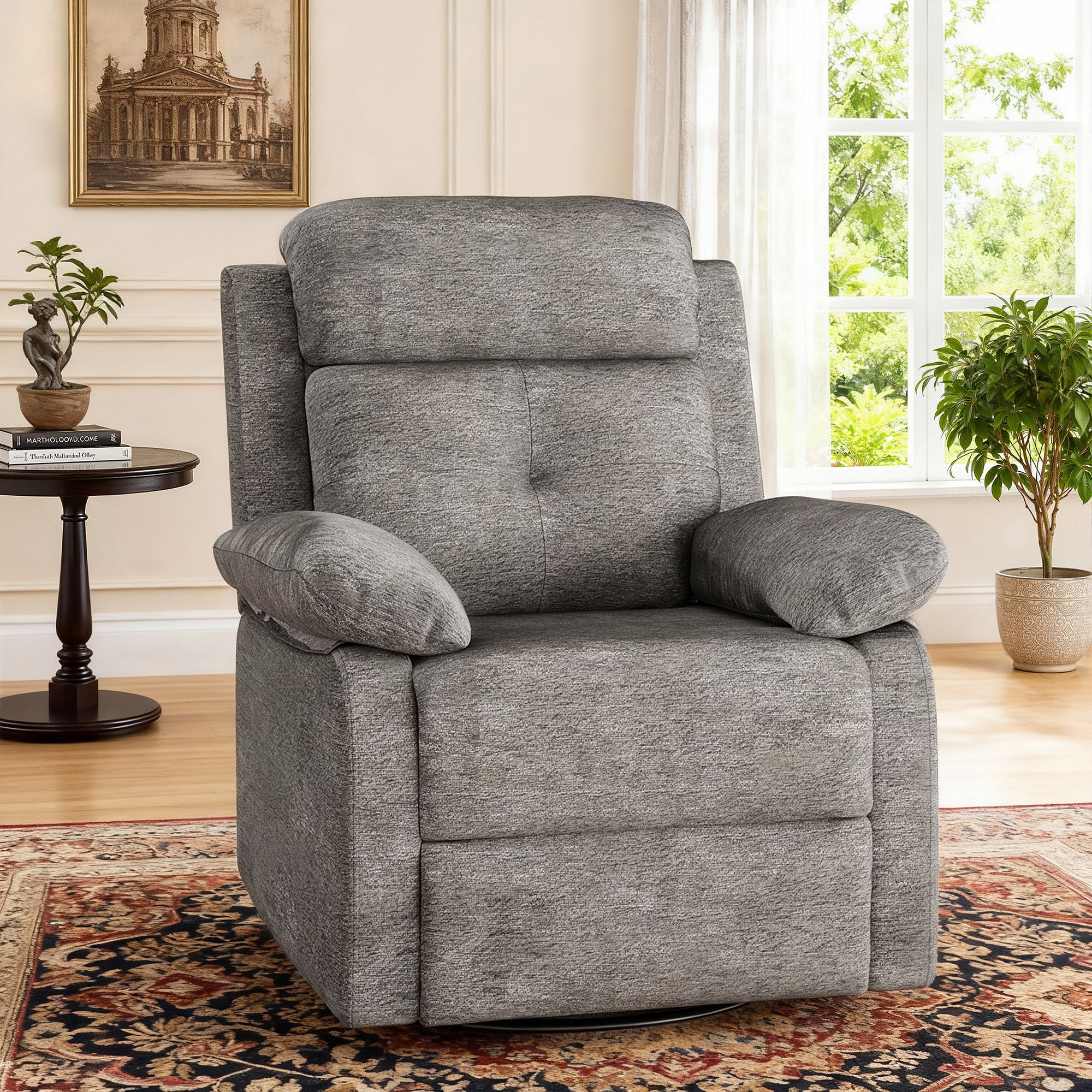 MAYEERTY limestone Small Swivel Rocker Recliner for Women, Space-Saving ...