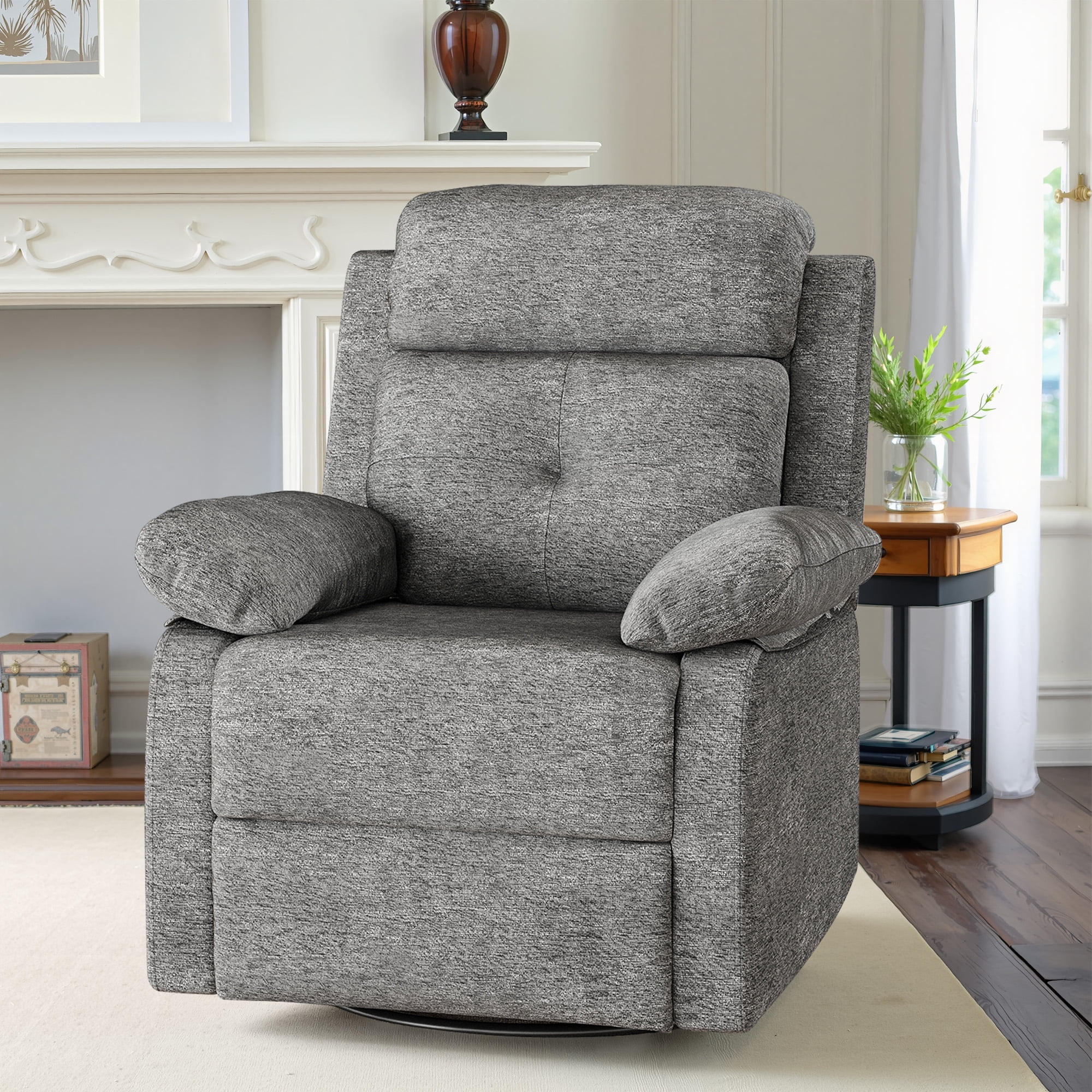 MAYEERTY limestone Small Swivel Rocker Recliner for Women, Space-Saving ...