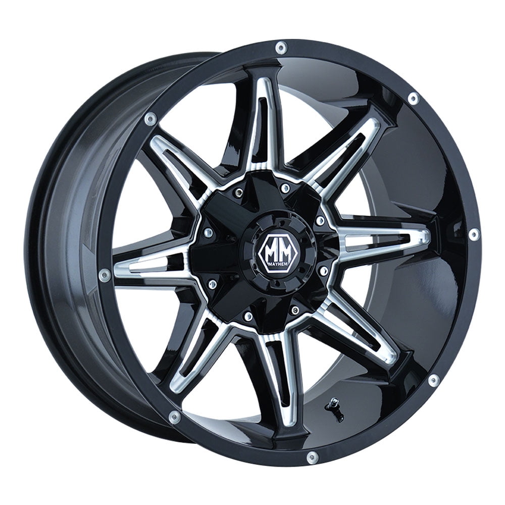 MAYHEM RAMPAGE 8090 GLOSS BLACK MILLED 18X9 8-170 -12MM 130.8MM ...