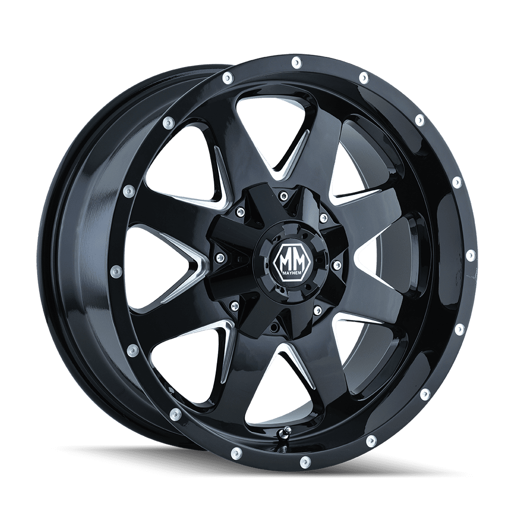 MAYHEM TANK-8040 18X9 5X114.3/5X127 -12ET 87CB BLACK W/MILLED SPOKES ...