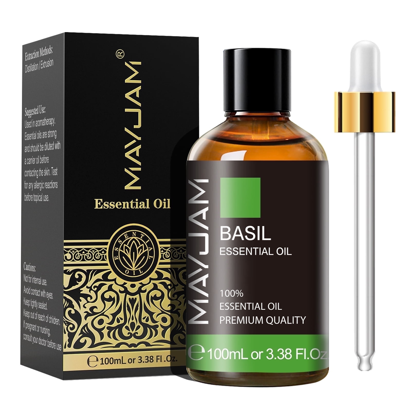 MAYJAM Pure Basil Essential Oil, 100ML, Therapeutic Grade, for use with ...