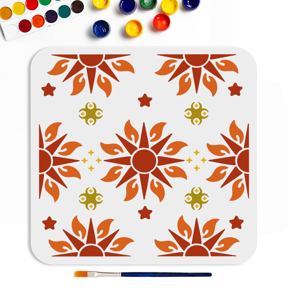 MAYJOYDIY Sun Moon Painting Template Apollo Sun Motif Painting Stencil ...