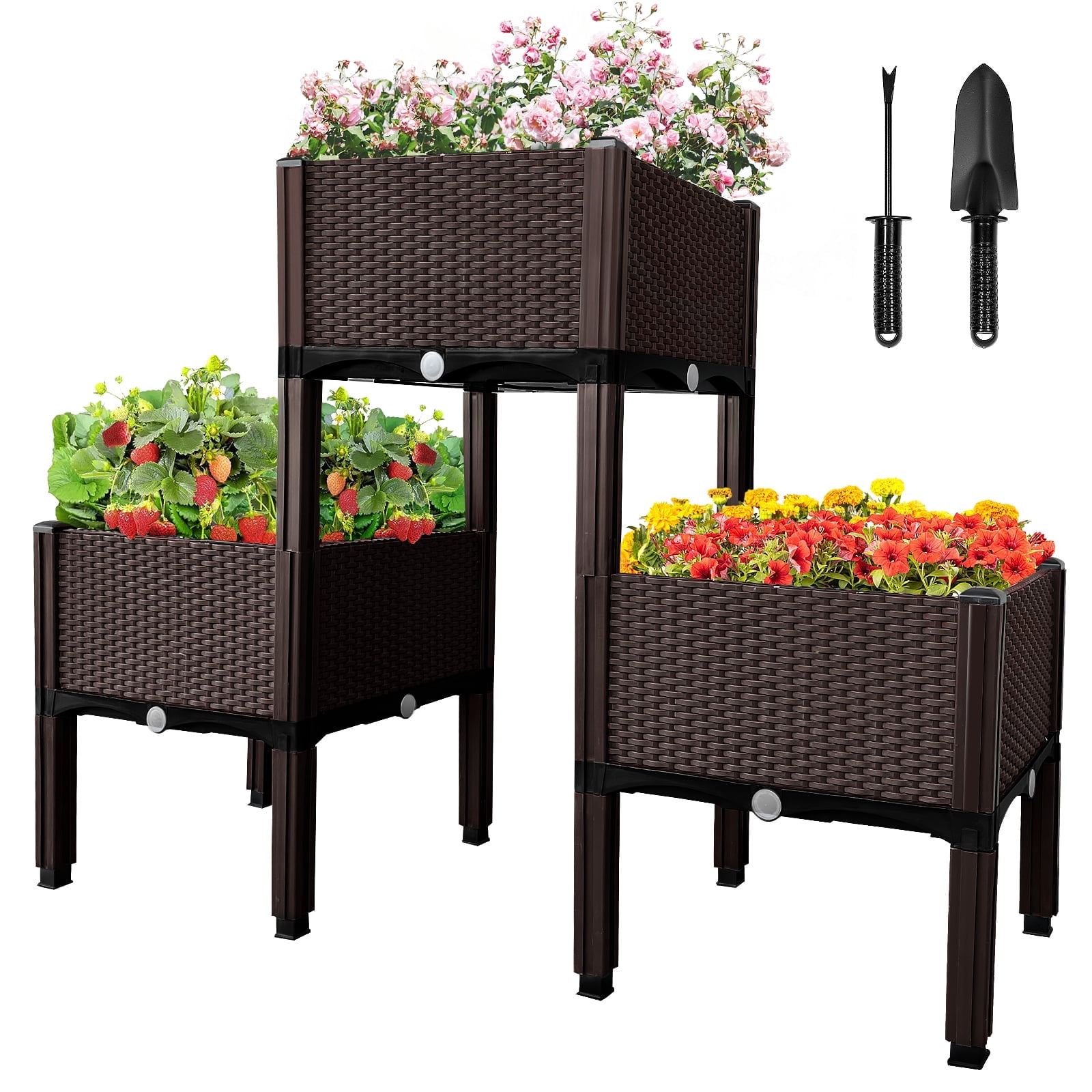 Free Shipping! MAYOLIAH Raised Garden Bed Kit, 3 Elevated Planter Boxes ...