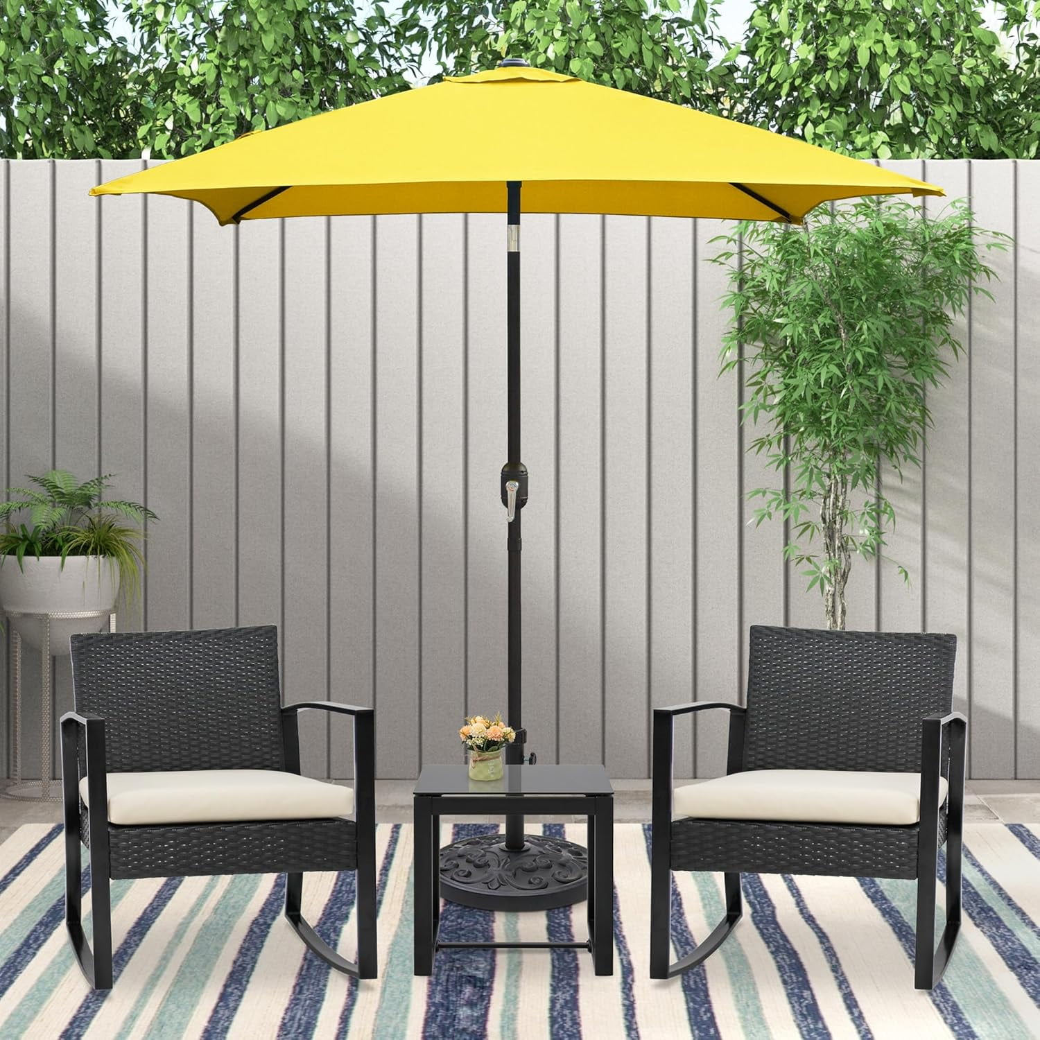 MAYPEX 6.5 Ft Patio Umbrella with Tilt and Crank Square Beach Umbrella ...