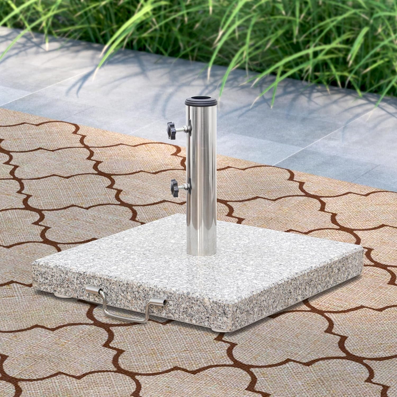 MAYPEX 66LBS Patio Umbrella Base Square Granite Umbrella Base with ...