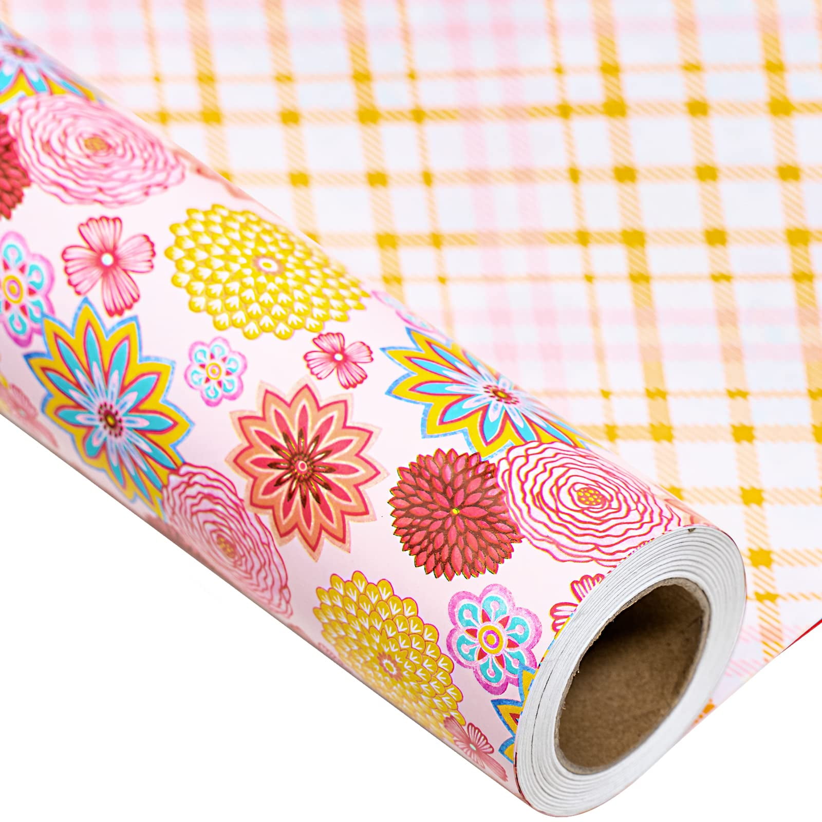MAYPLUSS Reversible Floral Wrapping MSF2 Paper Roll - Mini Roll - 32.8 ...