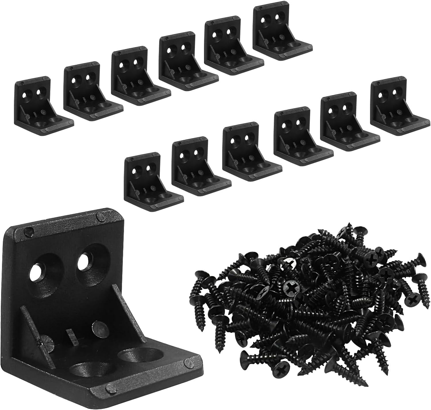 MAYUJIAASE 30 Pcs Black Plastic Corner Brace L Bracket, 1 x 1 inch ...