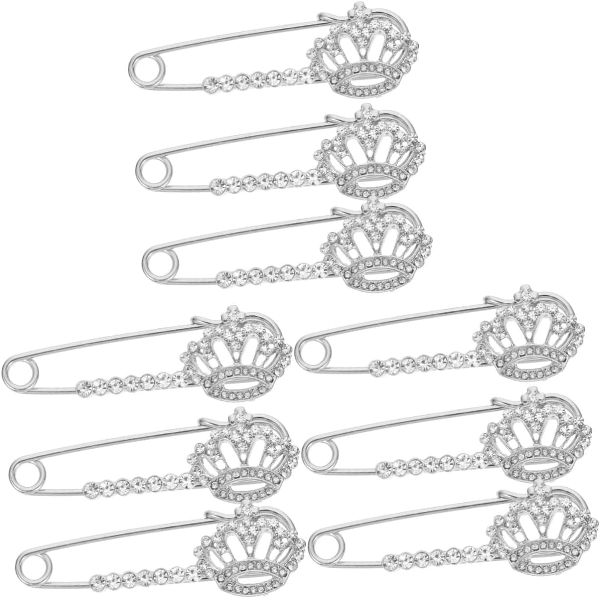 MAYUJIAASE 9 Pcs Crown Safety Pin Safety Brooch Pin Crystal Brooches ...