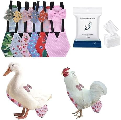 MAYUJIAASE Chicken Diapers Bantam Hens - Reusable 6-Piece Set with Bow ...