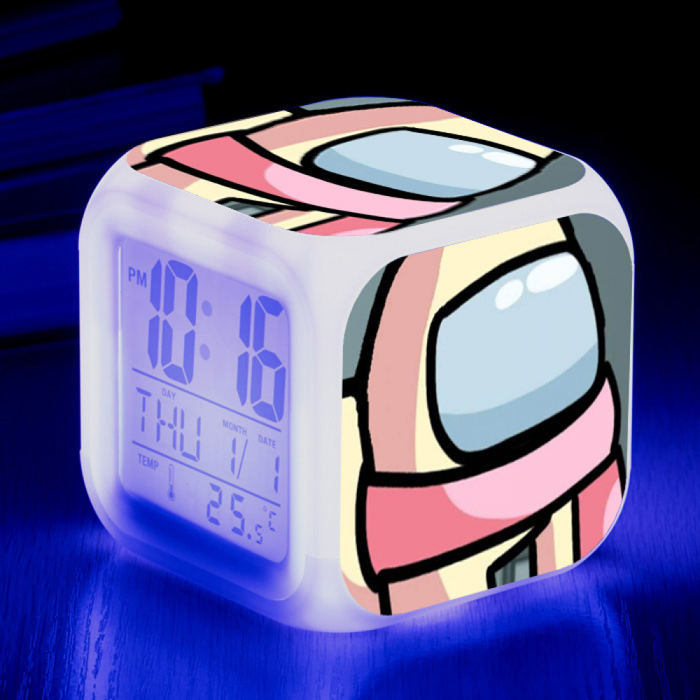 MAYUJIAASE Digital Alarm Clock for Kids, Cartoon Among Us Pattern 7 LED ...