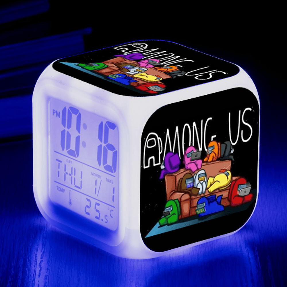 MAYUJIAASE Digital Alarm Clock for Kids, Cartoon Among Us Pattern 7 LED ...