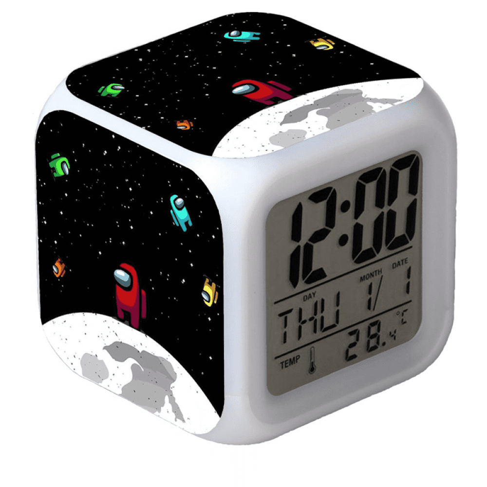 MAYUJIAASE Digital Alarm Clock for Kids, Cartoon AmongUs Pattern 7 LED ...