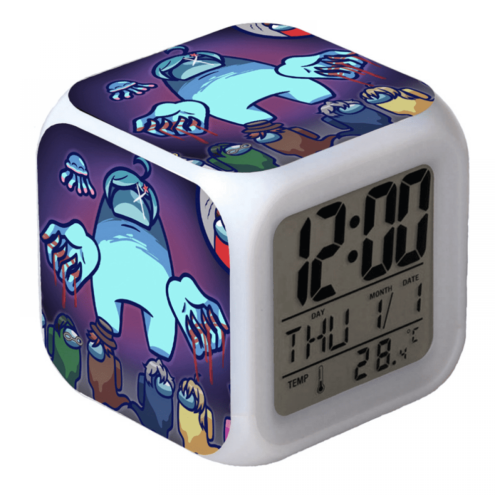 MAYUJIAASE Digital Alarm Clock for Kids, Cartoon AmongUs Pattern 7 LED ...