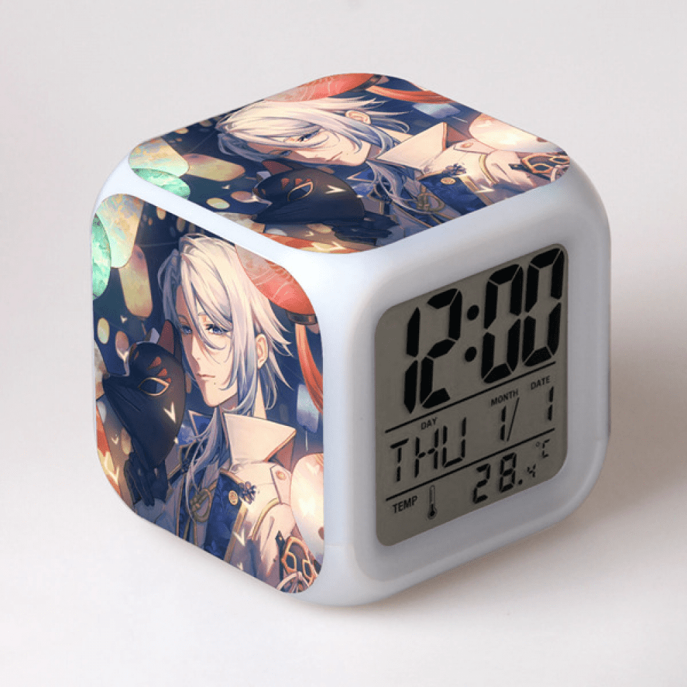 MAYUJIAASE Digital Alarm Clock for Kids, Genshin Impact Pattern 7 LED ...