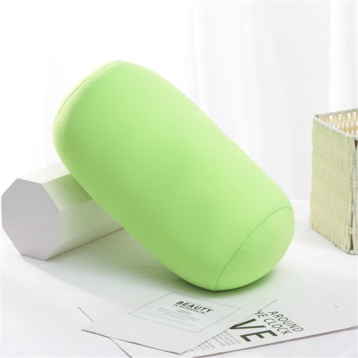 MAYUJIAASE Microbead Bolster Squishy, 7" x 12" Round Cylinder Neck ...