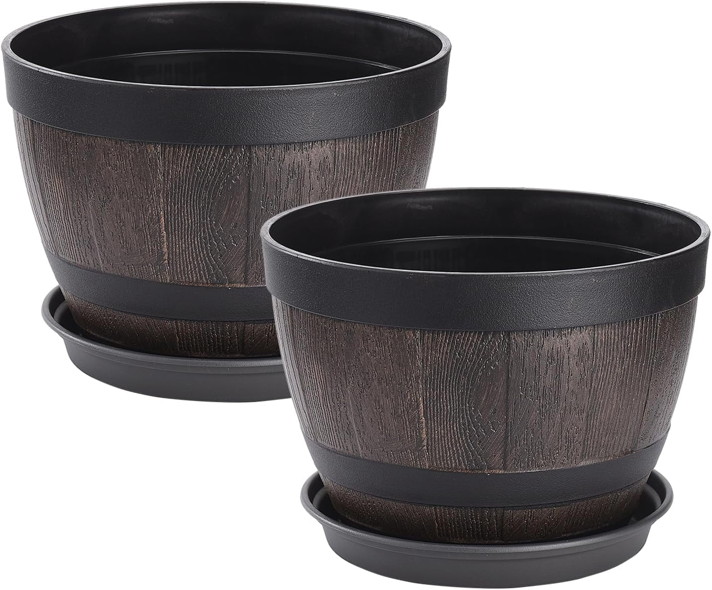 MAYUJIAASE Plastic Plant Flower Planters,2 Pack 7.6inch/9inch Plant ...