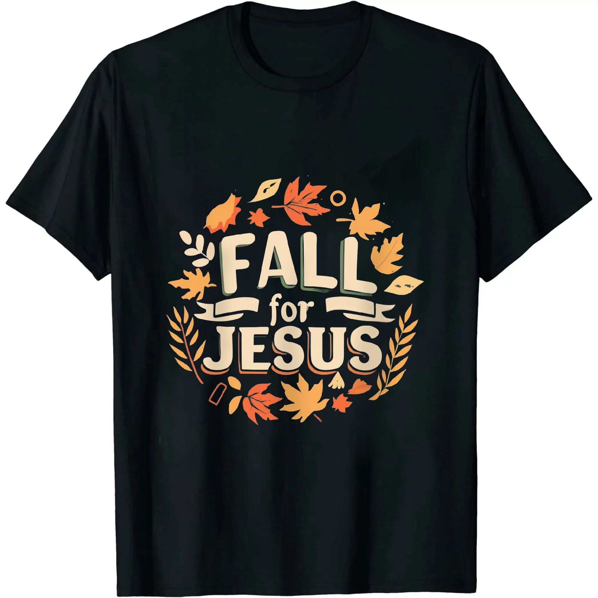 MAYZERO Black T shirt Fall For Jesus He Never Leaves Christian Retro ...