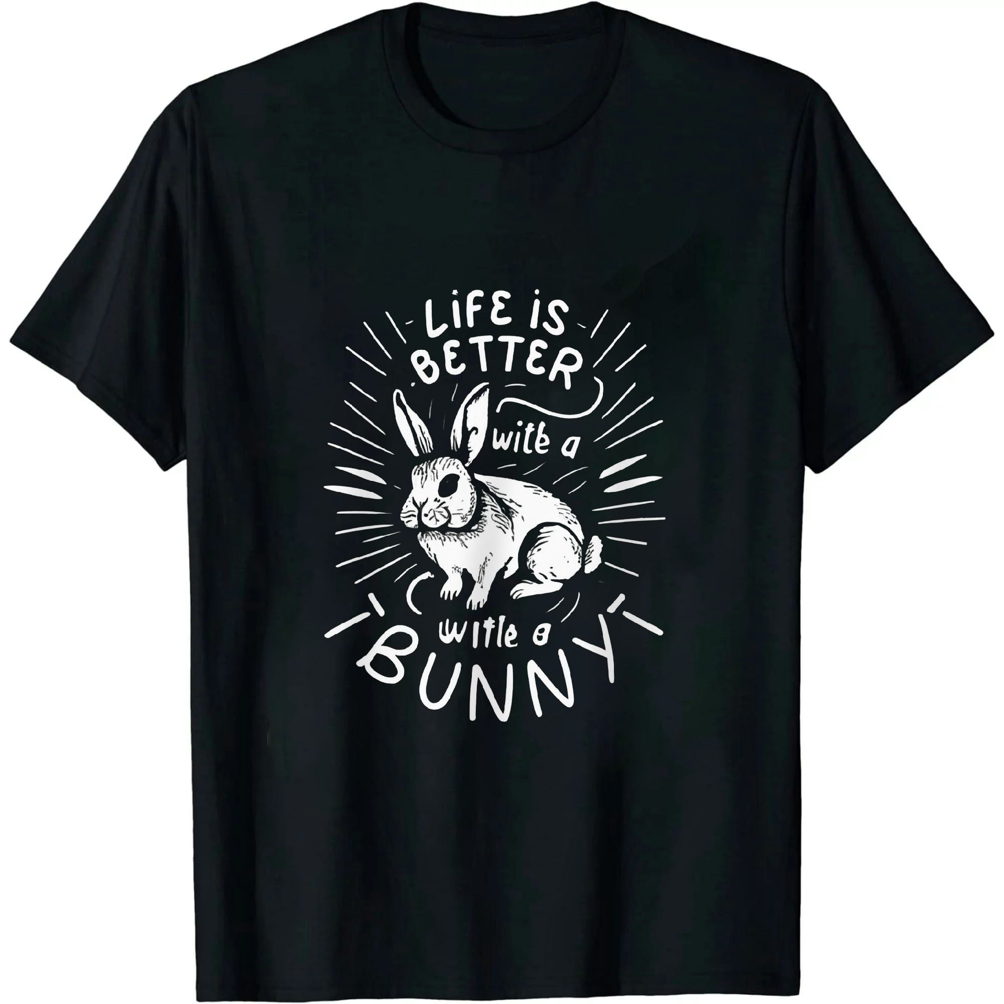 MAYZERO Black T shirt Life Is Better With A Bunny - Rabbit Shirt For ...