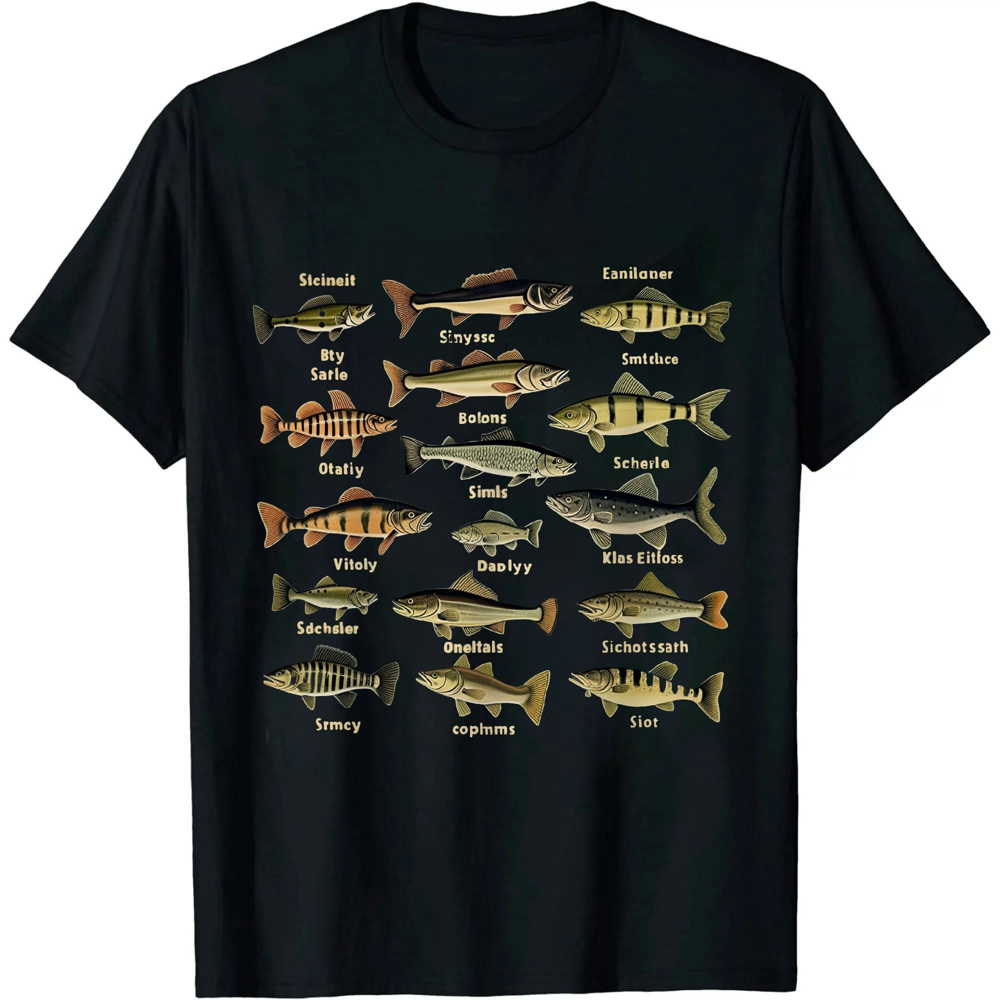 MAYZERO Black T shirt Types Of Freshwater Fish Sorts Species Fishing T ...