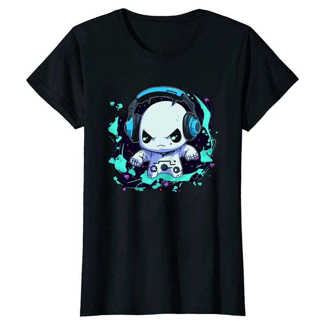 MAYZERO Black T shirtAxolotl Shirt Anime Cute Axolotl Video Gamer Kids ...