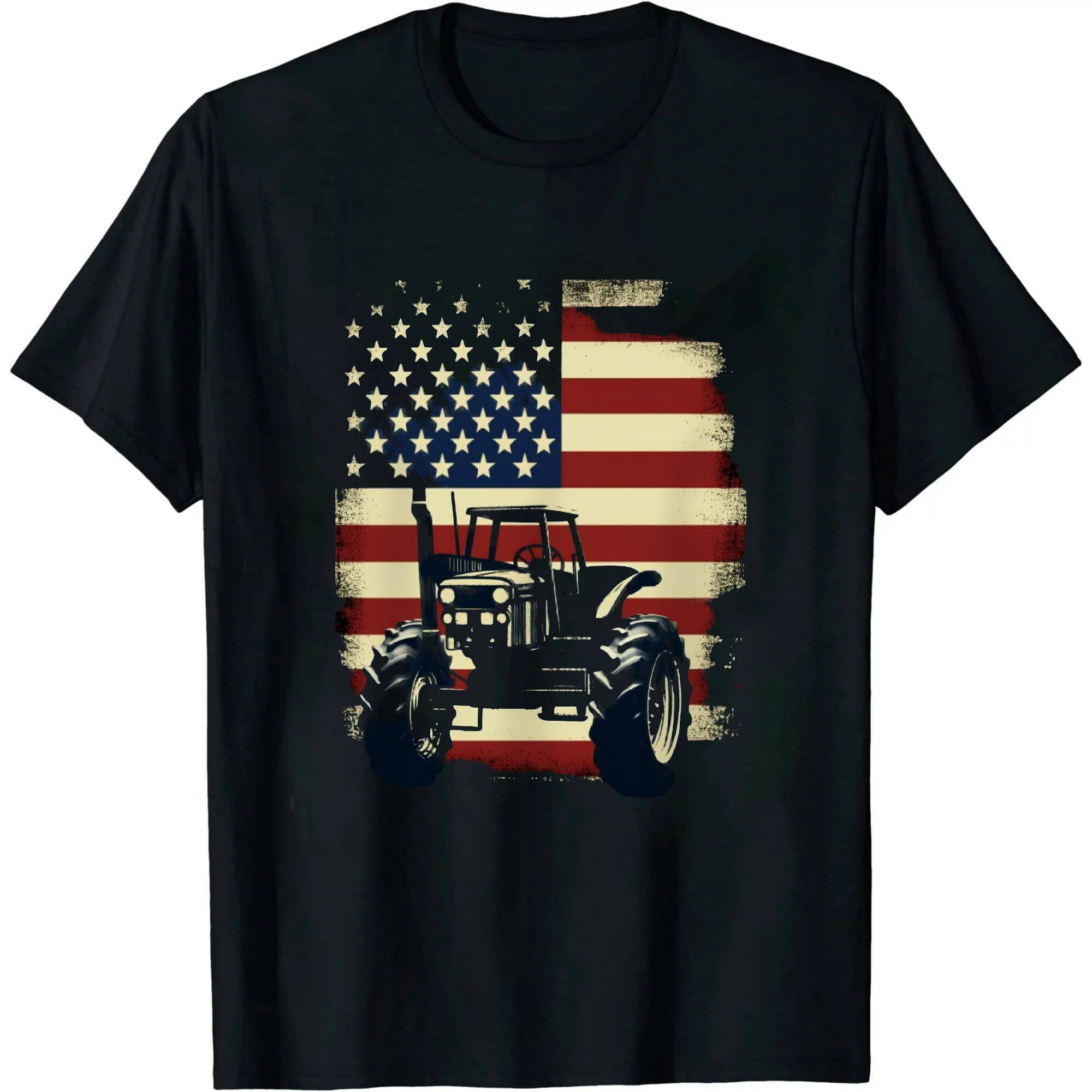Mayzero Black T Shirtfarmer Tractors Usa American Flag Patriotic