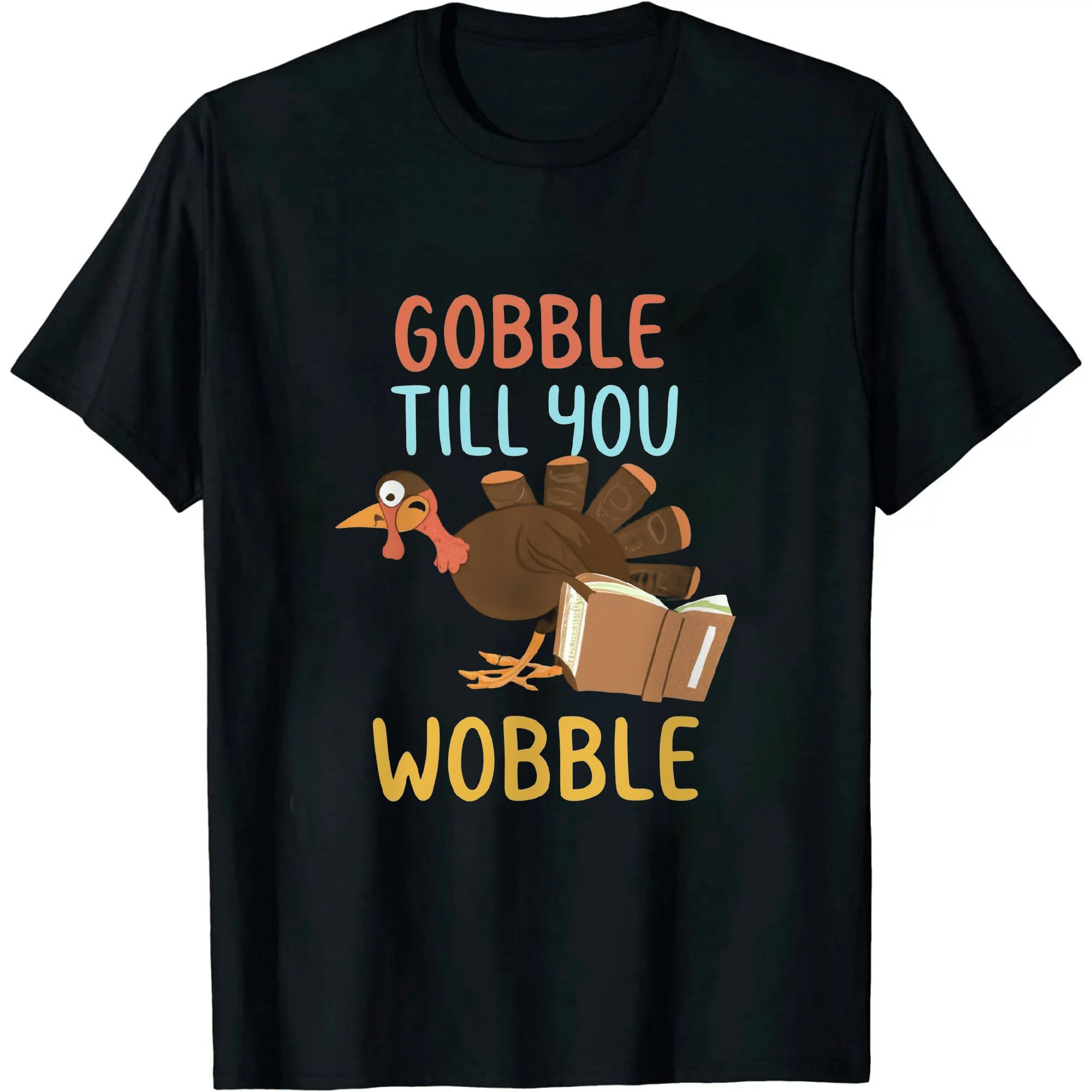 MAYZERO Black T shirtReading Makes Me Gobble With Joy Turkey Reading ...