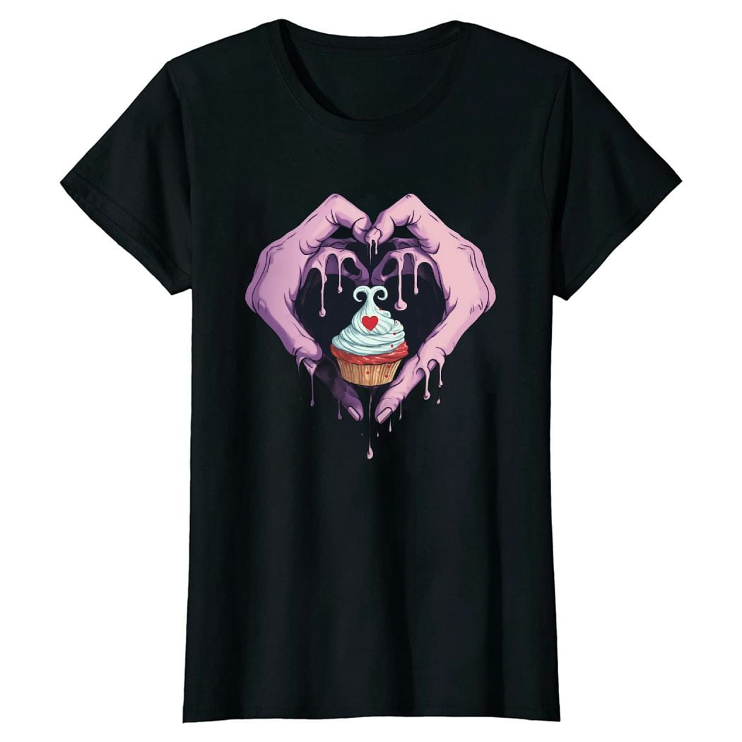 MAYZERO Fashion T shirt Funny Skeleton Hand Heart Cupcake Baker Halloween Costume T-Shirt 1733 ...