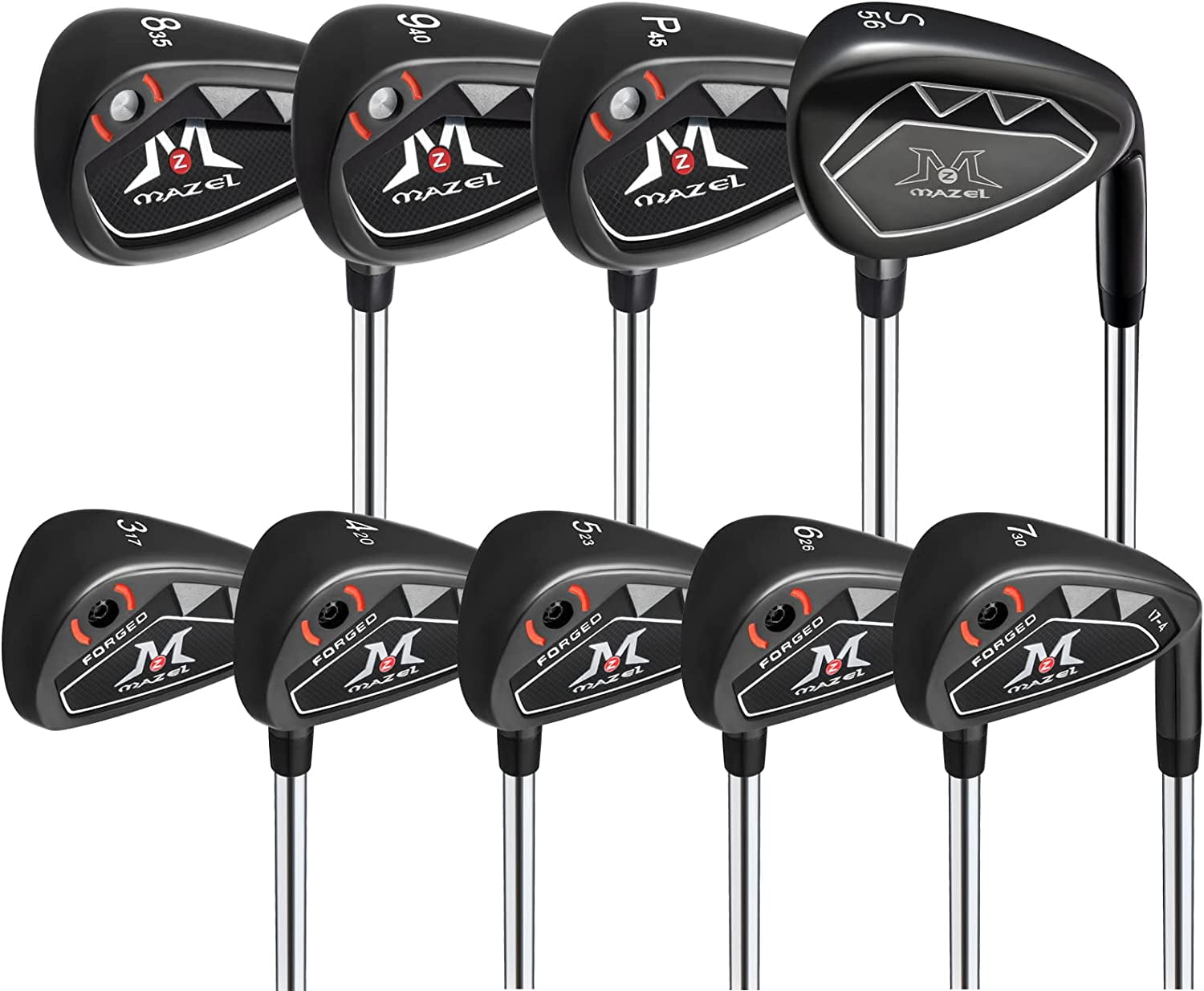 MAZEL Men Golf Iron Set (9PCS) or 1,2,3,4,5,6,7,8,9,Pitching Wedge,Sand ...