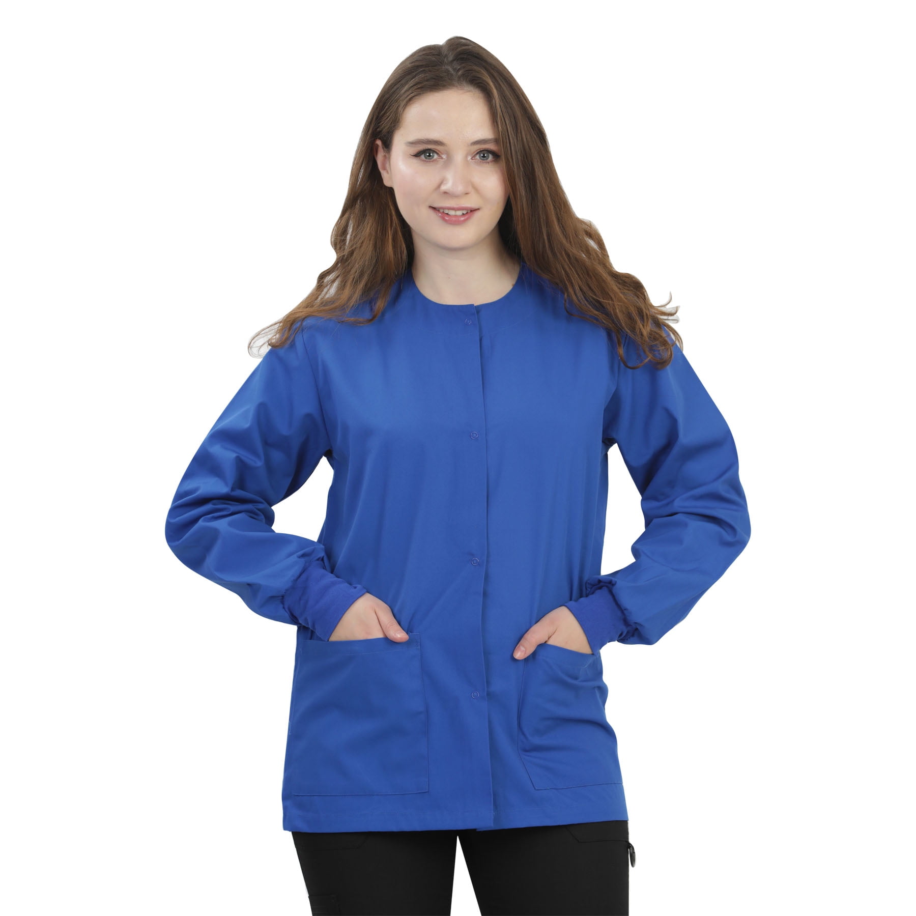 MAZEL UNIFORMS WOMENS SCRUB JACKET WITH KNIT SLEEVES - Walmart.com