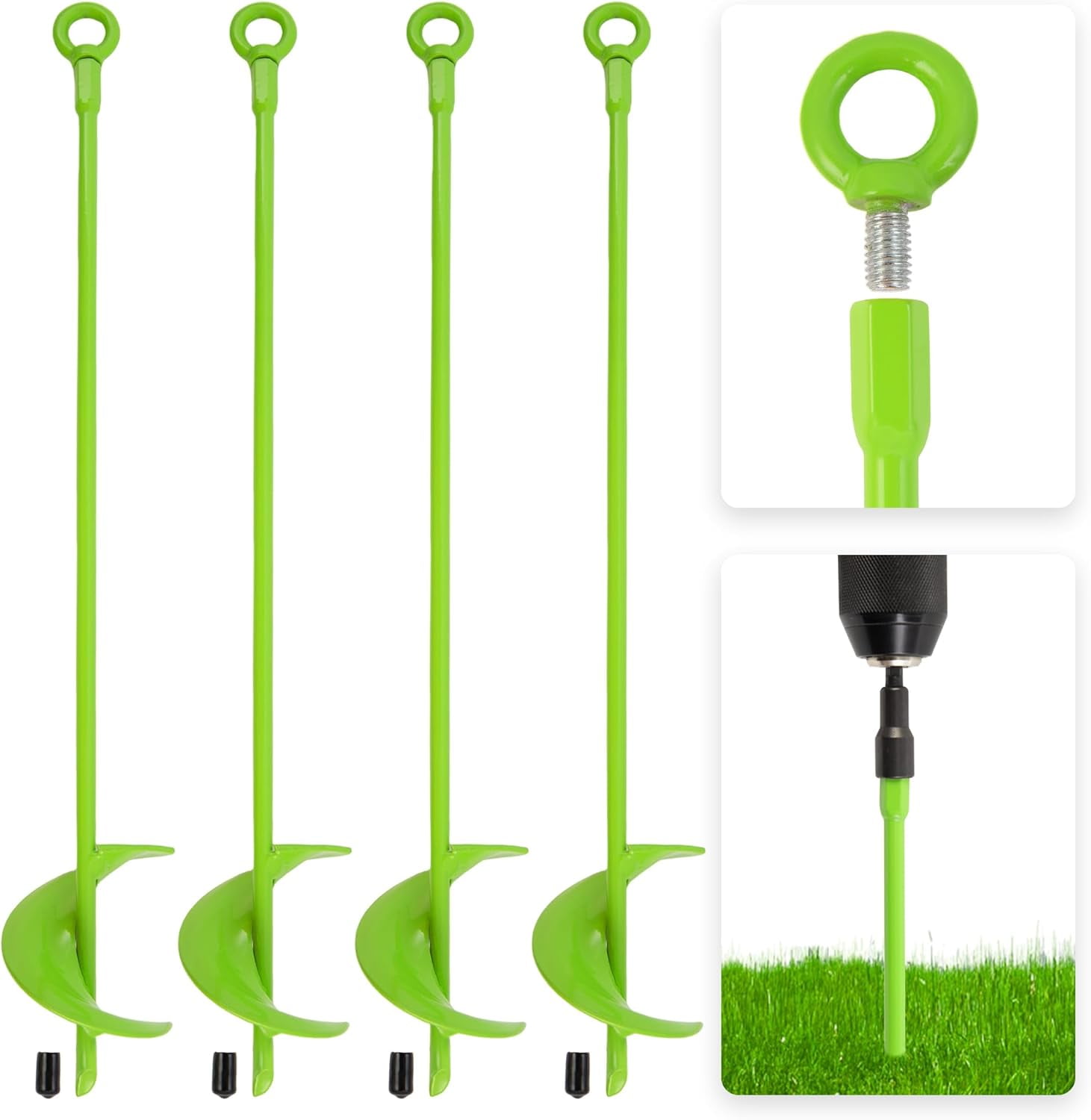 MAZING Ground Anchor Kit 18 Inch Long, 4PC Heavy Duty Spiral Blade ...