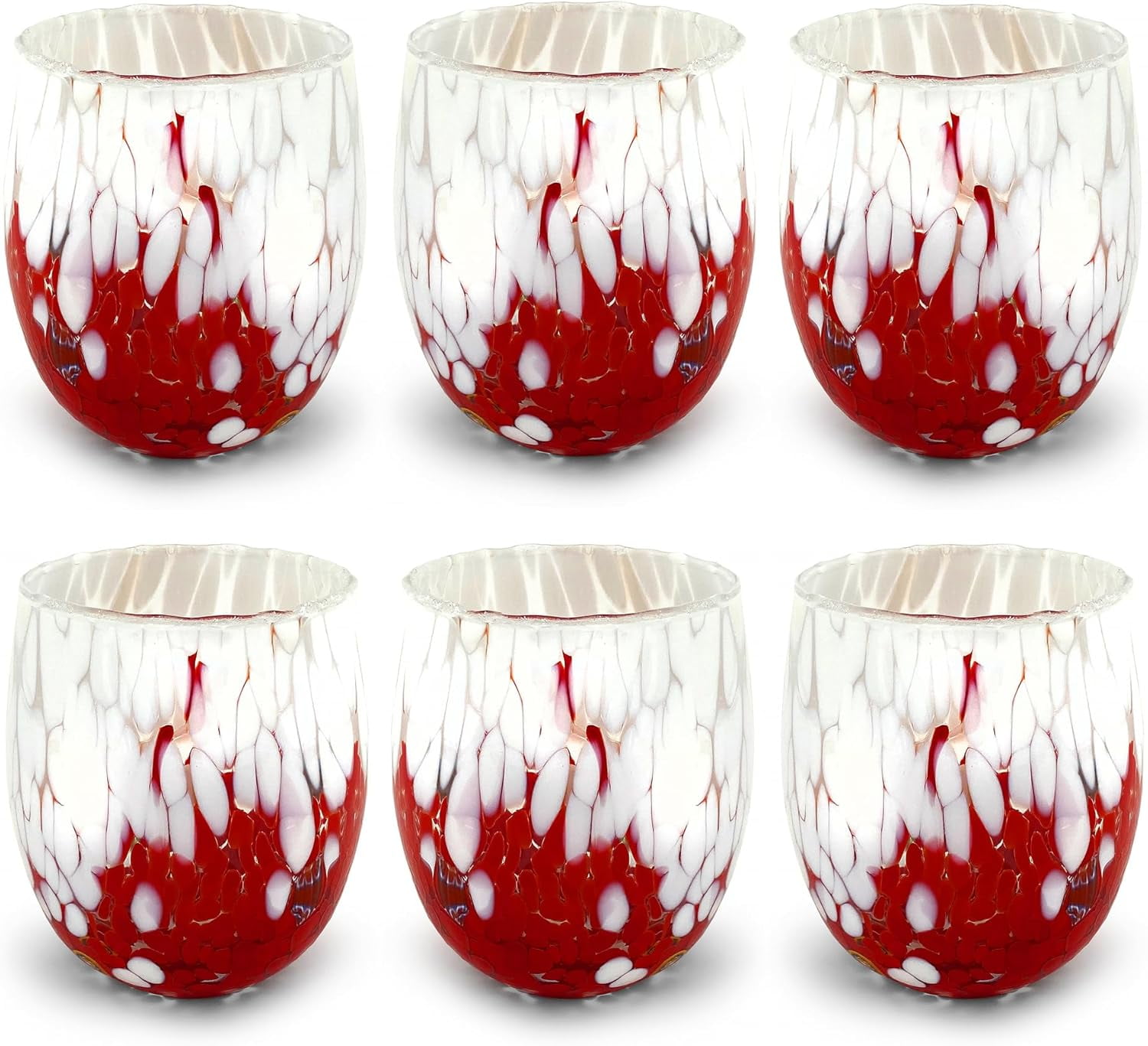 MAZZEGA ART & DESIGN Bicolor Water Glasses in Blown and Hand-Worked ...