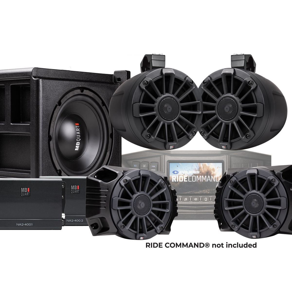 MB QUART 10" 400w Subwoofer Amplifier Audio Package for 2018+ Polaris ...