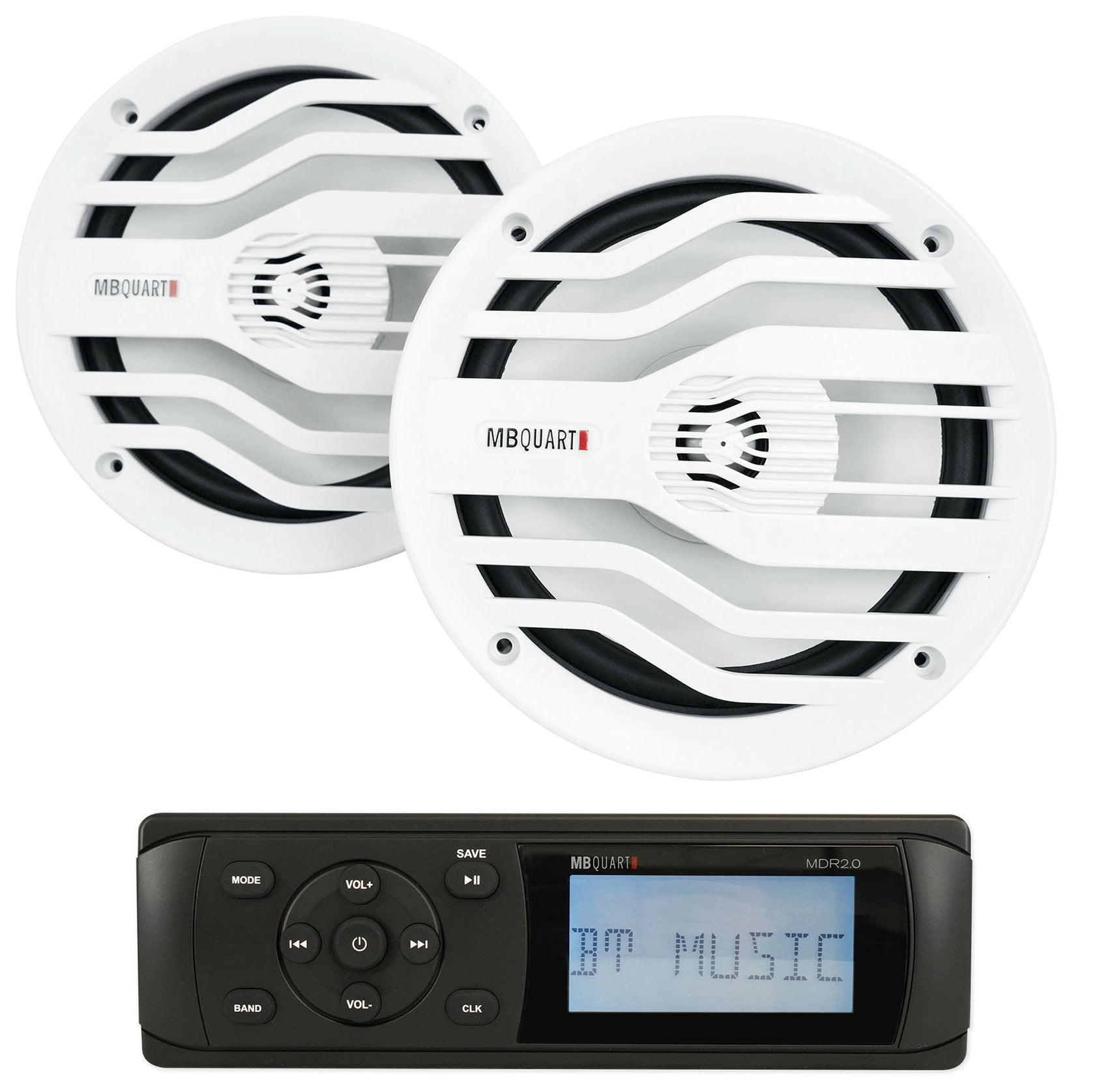 MB Quart MDR2.0 Marine/Boat Bluetooth Receiver+(2) White MB Quart 6.5 ...