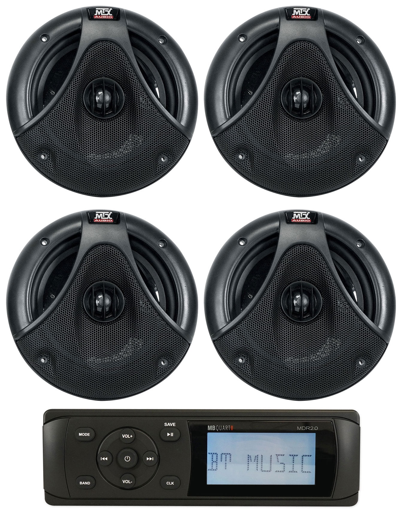 MB Quart MDR2.0 Marine/Boat Bluetooth/USB Receiver Radio+(4) MTX 6.5 ...