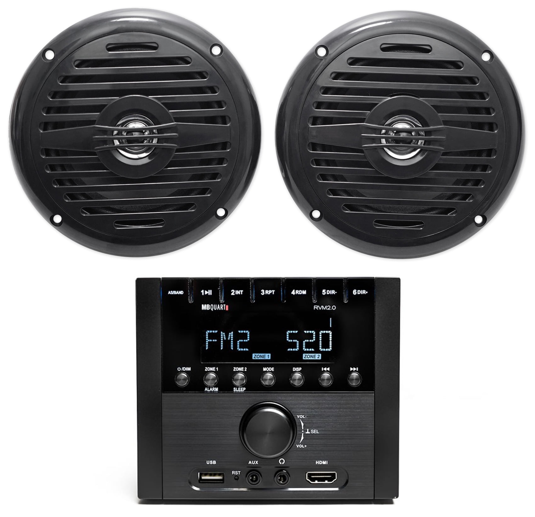 MB Quart RVM2.0 2-Zone RV Receiver Bluetooth Radio Stereo+(2) 5.25 ...