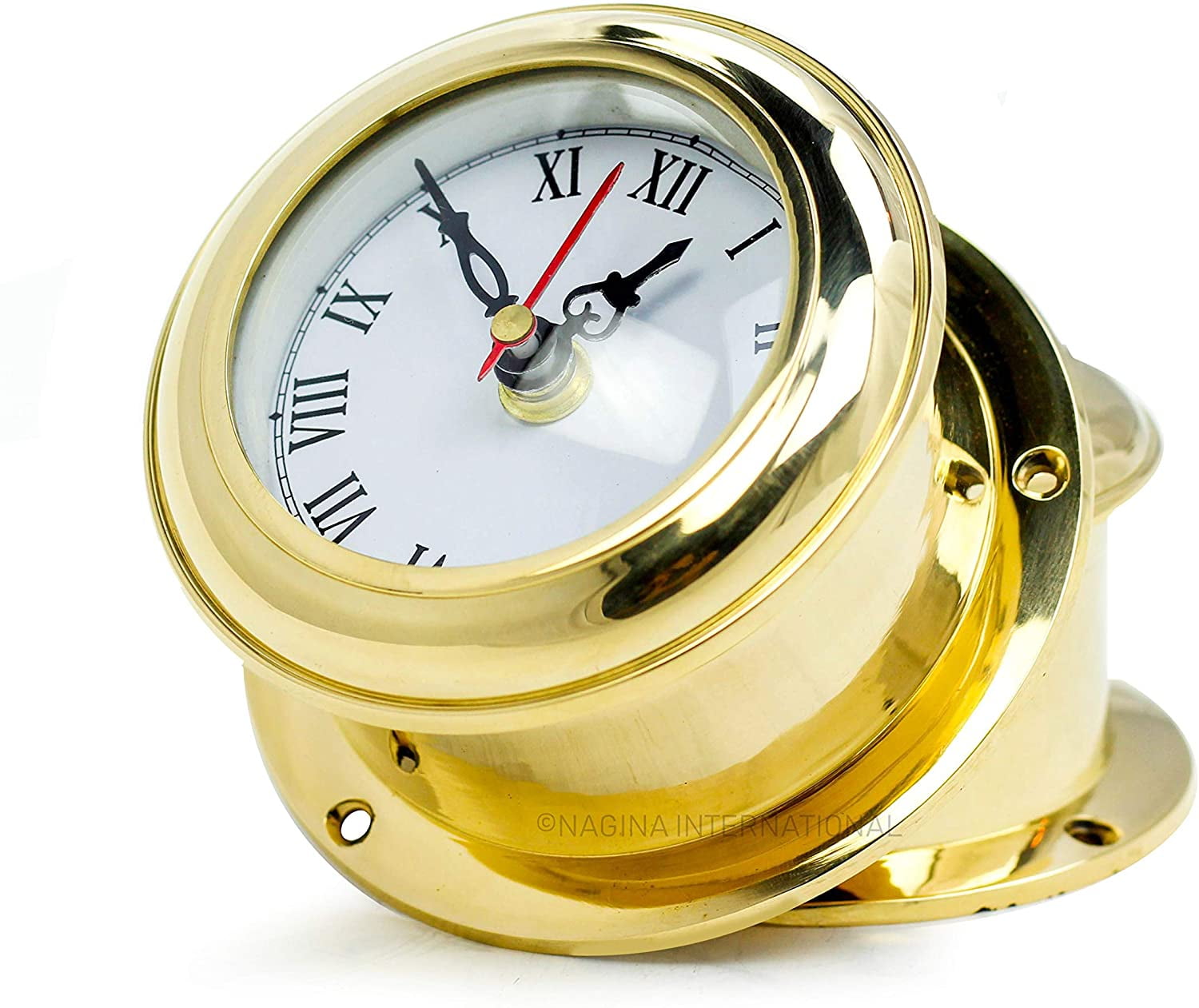 MB Ship's Clock Solid Brass Nautical Ships Maritime Timekeeper ...