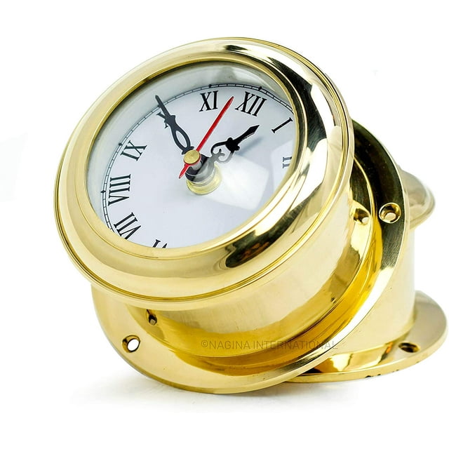 MB Ship's Clock Solid Brass Nautical Ships Maritime Timekeeper ...
