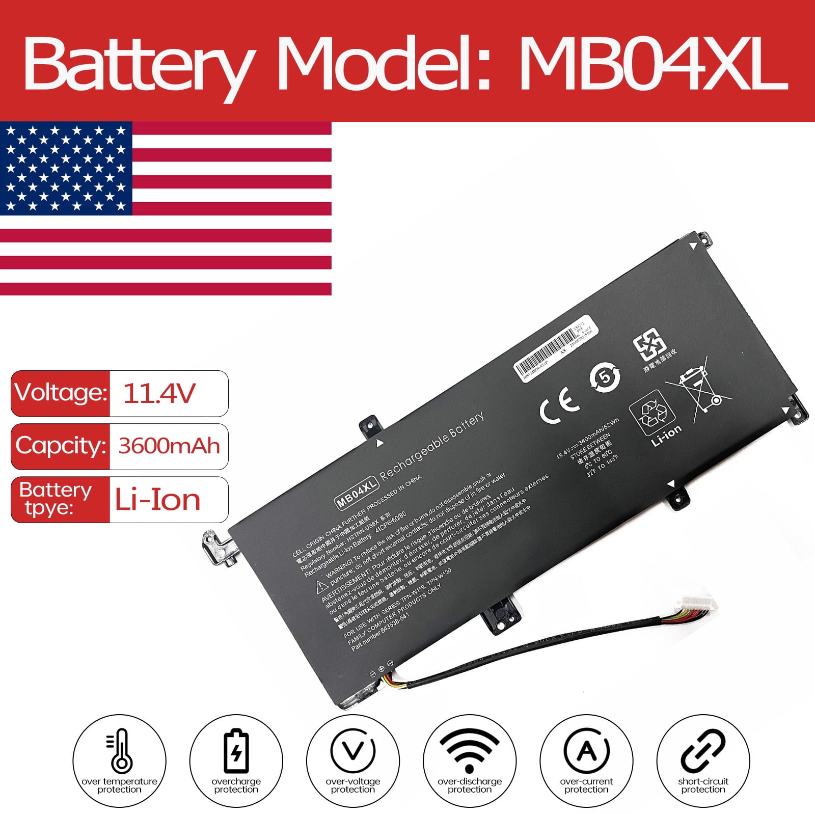 MB04XL Battery for HP Envy 15-aq118ca M6-W102DX 15-aq004ur M6-AQ003DX ...