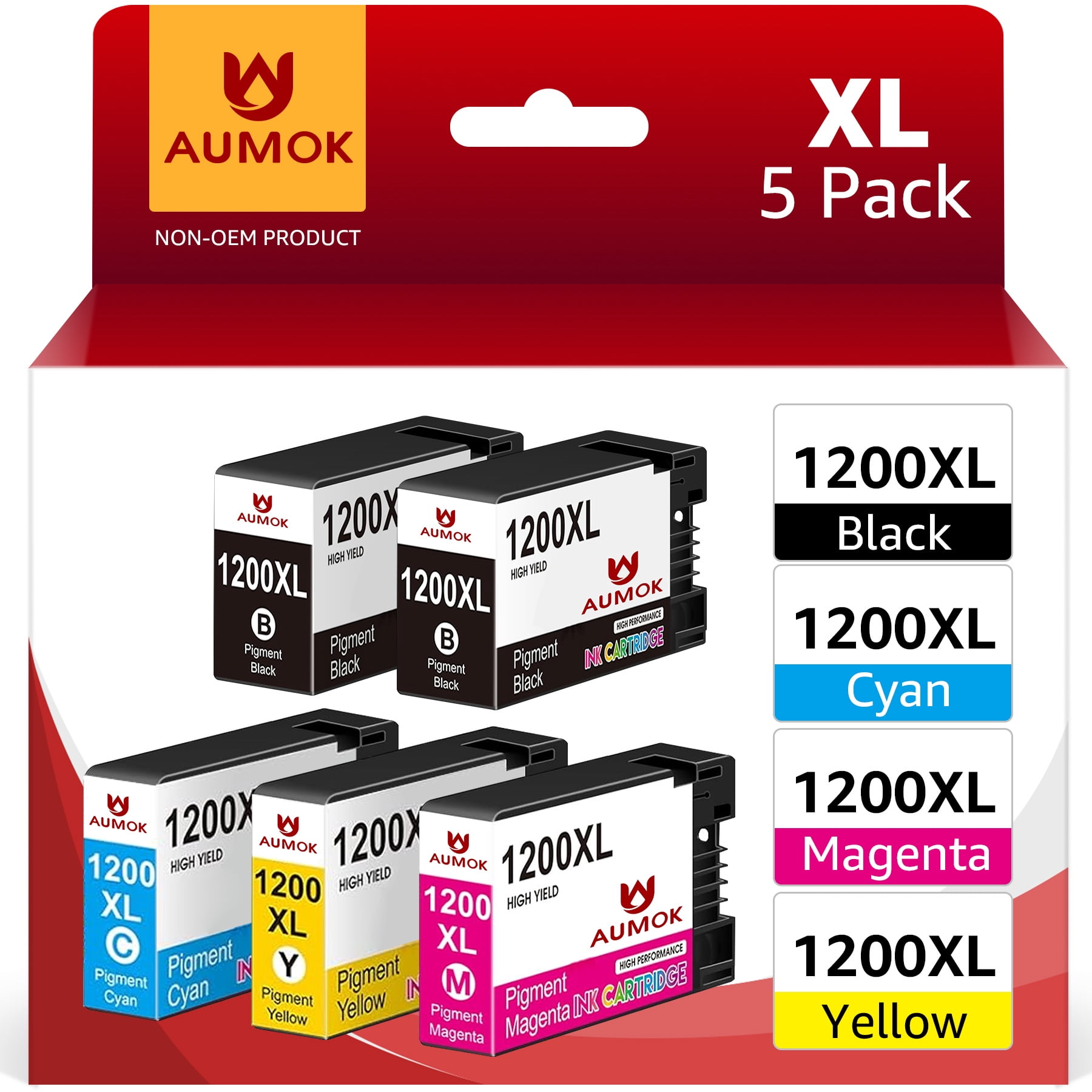 AUMOK PGI-1200XL Ink Cartridge 5-Pack, Compatible with Canon Maxify ...