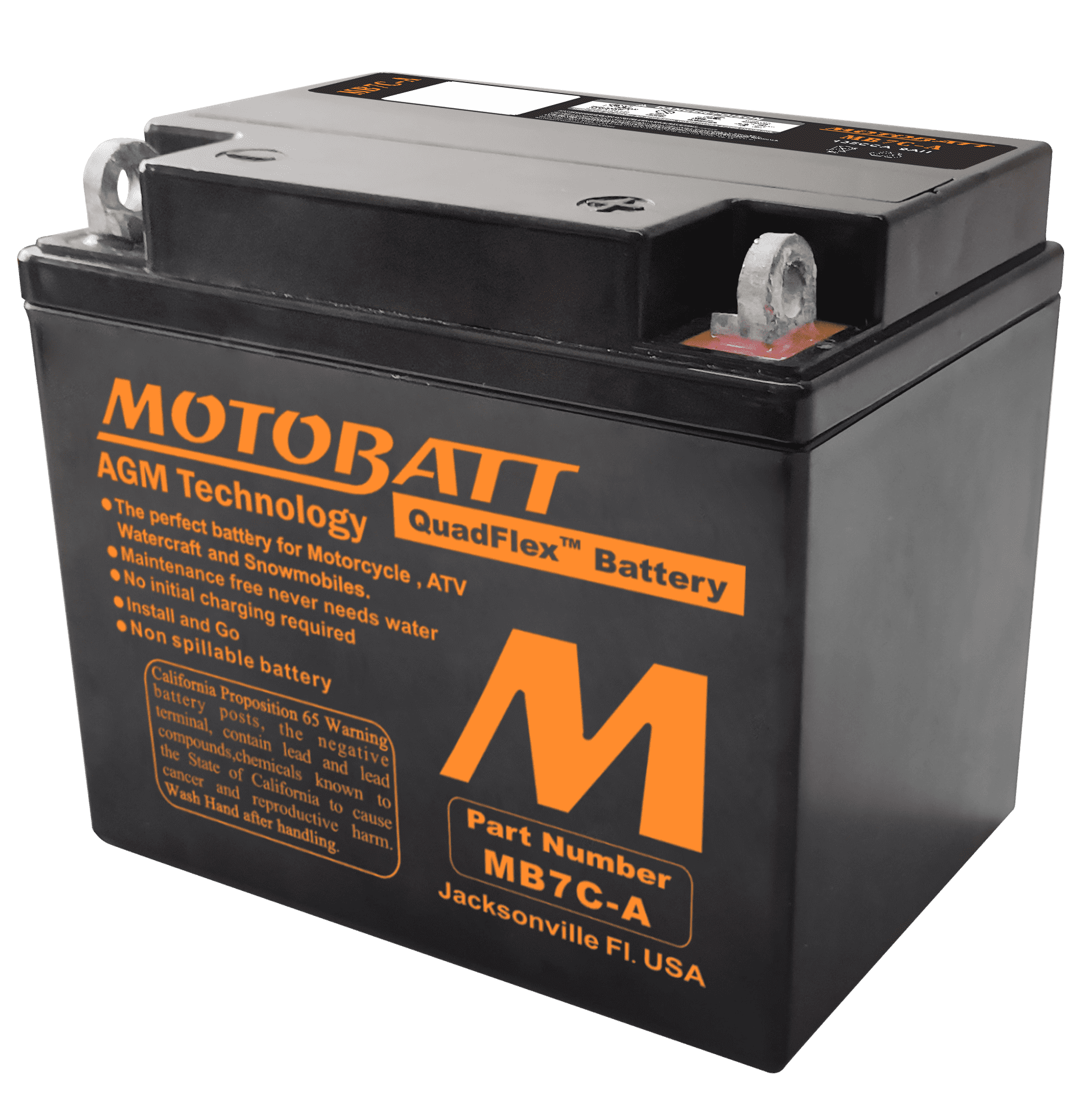 MB7CA Motobatt 12V AGM Battery 135 CCA 9.5AH - Walmart.com