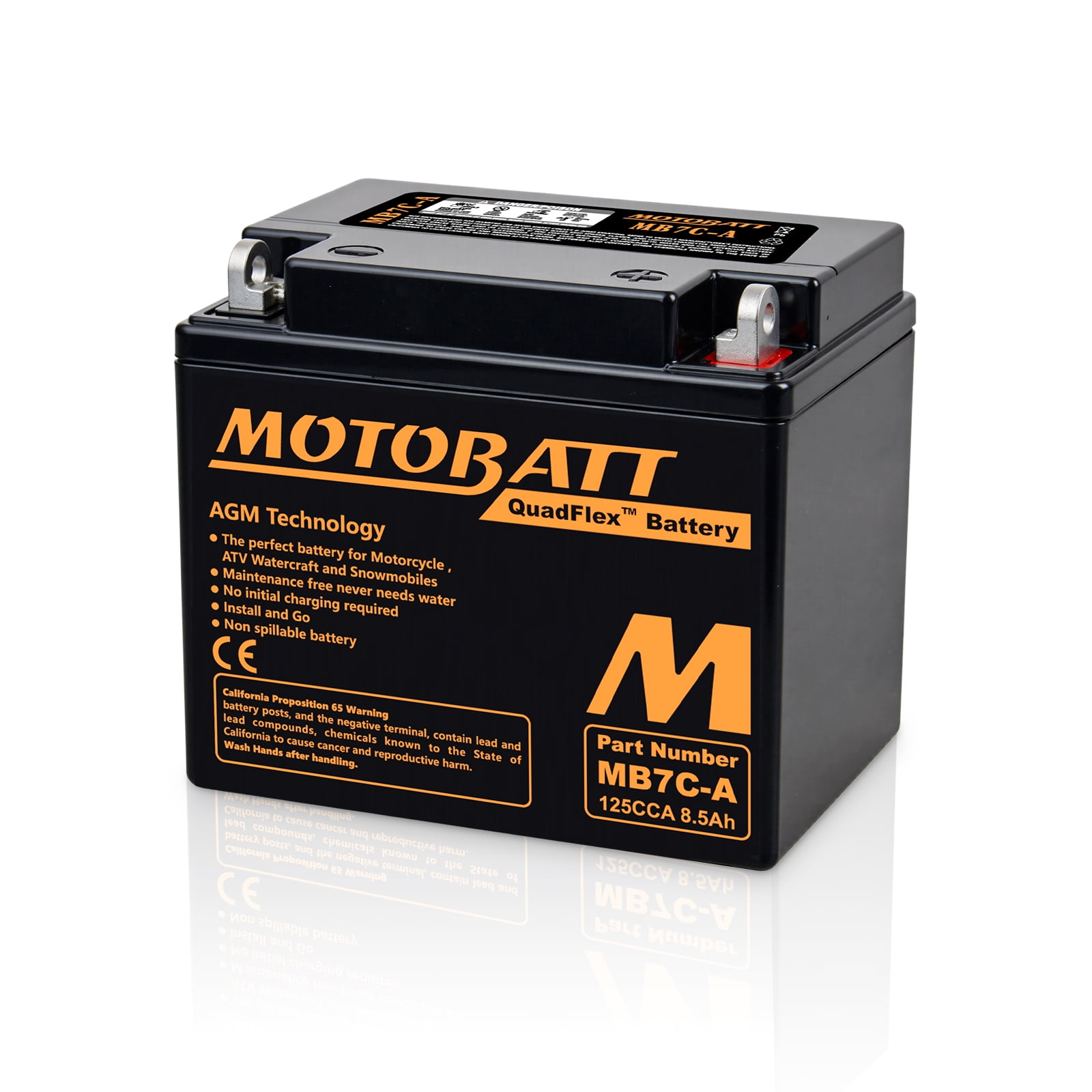 MB7CA Motobatt 12V AGM Battery 135 CCA 9.5AH - Walmart Business Supplies